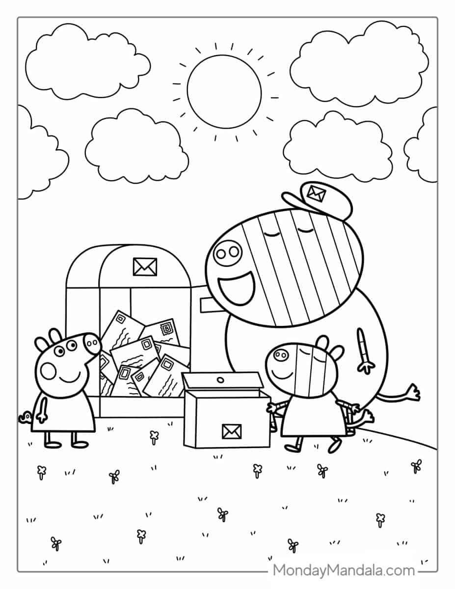 Pujsa Pepa pobarvanka in risanka za otroke - Trideseta